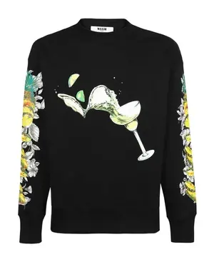 MSGM Graphic Print Crewneck Sweatshirt - Black
