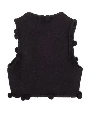 Celine Folk Vest In Braided Wool Tweed