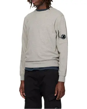 C.P. COMPANY Long-sleeved Crewneck Sweatshirt With Ribbed Hem - Grey