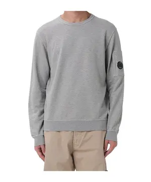 C.P. COMPANY Long-sleeved Crewneck Sweatshirt With Ribbed Hem - Grey