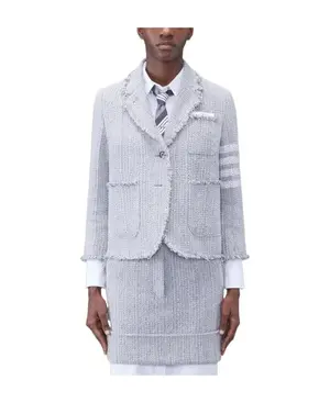 Thom Browne Tweed Fray 4-bar Cropped Sack Jacket