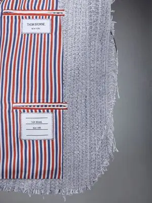 Thom Browne Tweed Fray 4-bar Cropped Sack Jacket