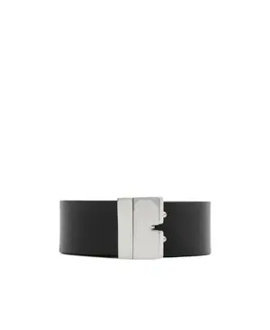 Burberry B-cut Buckled Reversible Belt - Black/silver