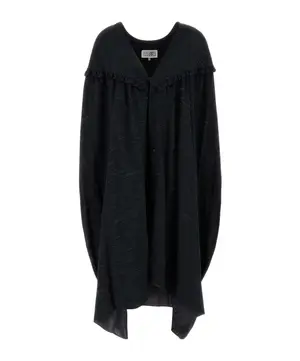 MAISON MARGIELA V-neck Midi Dress With Cape Sleeves