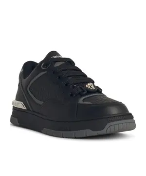 Versace Logo-embossed Lace-up Sneakers - Black