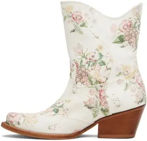OPEN YY Floral Print Block Heel Boots