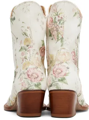 OPEN YY Floral Print Block Heel Boots