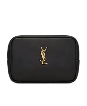 Saint Laurent Calypso Logo Plaque Mini Cosmetic Pouch - Black