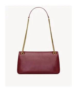 Saint Laurent Calypso Foldover Top Small Shoulder Bag - Ruby