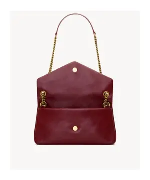 Saint Laurent Calypso Foldover Top Small Shoulder Bag - Ruby