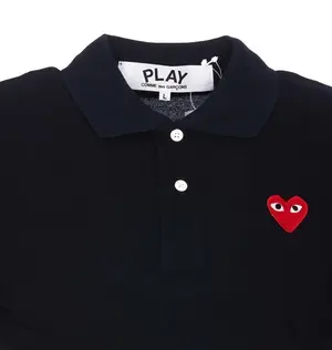 Play Comme Des Garcon Comme Des Garçons Play Heart Embroidered Polo Shirt - Black