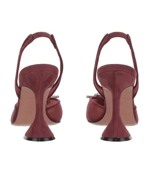 Amina Muaddi Pointed Toe Slingback Pumps With Embellished Detail