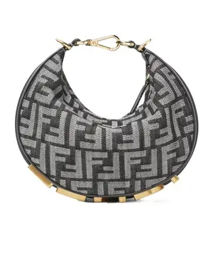 Fendi Ff Jacquard Mini Hobo Bag - Blue