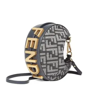 Fendi Ff Jacquard Mini Hobo Bag - Blue