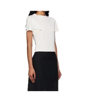 MUGLER Ribbed Knit Top With Pierced Detail