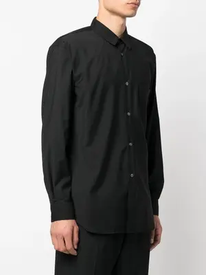 Comme Des Garçons Curved-hem Wool Shirt - Black