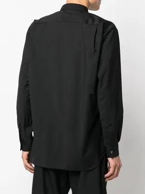 Comme Des Garçons Curved-hem Wool Shirt - Black