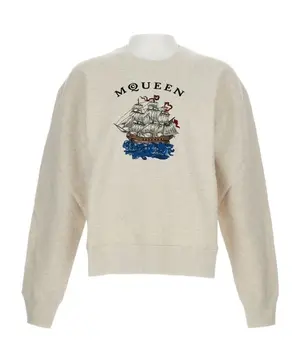 Alexander McQueen Crewneck Sweatshirt With Printed Cotton