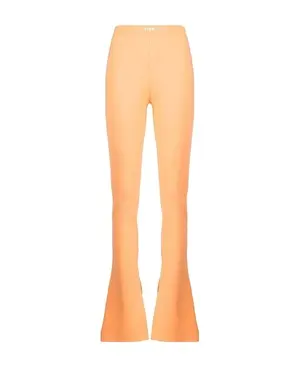 Off-White High Waisted Split Flared Leggings - Nude