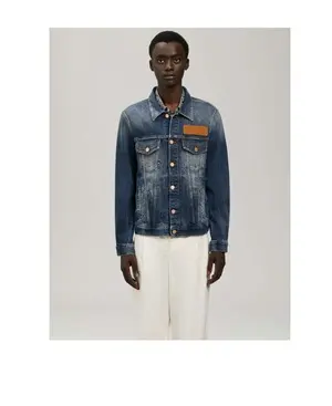 Palm Angels Logo Embroidered Denim Jacket