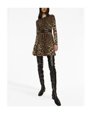 Dolce & Gabbana Leopard Print Mini Dress - Black