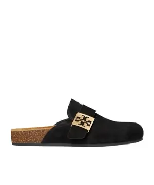 Tory Burch Mellow Logo Buckled Mules - Black