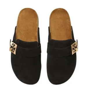 Tory Burch Mellow Logo Buckled Mules - Black