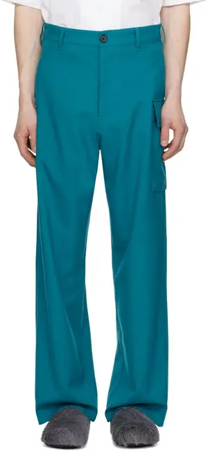 Marni Utility Pocket Mid Rise Trousers - Blue