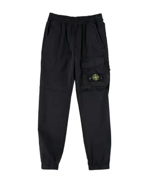 Stone Island Casual Trousers With Logo Patch - Black