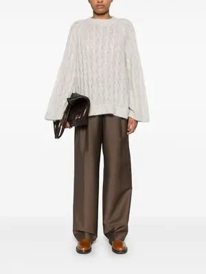 Brunello Cucinelli Cable-knit Crewneck Sweater - Grey