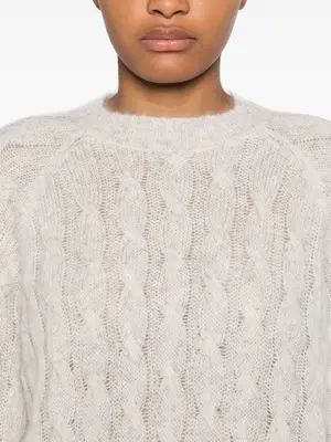 Brunello Cucinelli Cable-knit Crewneck Sweater - Grey