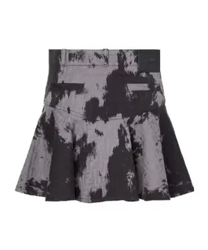 Fendi Ff Animalier Jacquard Denim Mini Skirt - Black
