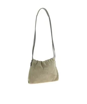 Brunello Cucinelli Suede Pouch Bag With Monile Details - Nude