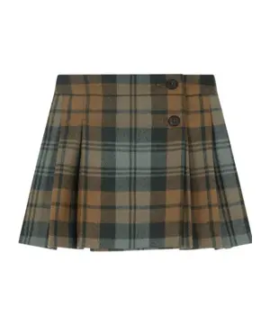 Bonpoint Pleated Checked Kilt Skirt - Black