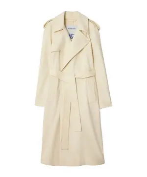 Burberry Mid-length Wrap Coat With Shoulder Embellishments - Candlelight Color