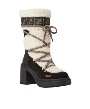 Fendi Apres Chic Shearling Lace-up Boots