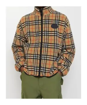 Burberry Checked Zip-up Fleece Jacket - Multicolor