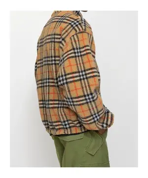 Burberry Checked Zip-up Fleece Jacket - Multicolor
