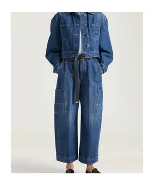 Givenchy Cropped Utility Denim Jeans - Medium Blue