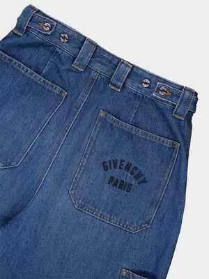 Givenchy Cropped Utility Denim Jeans - Medium Blue