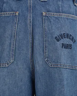 Givenchy Cropped Utility Denim Jeans - Medium Blue