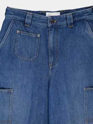 Givenchy Cropped Utility Denim Jeans - Medium Blue