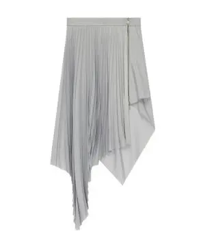 Givenchy Asymmetrical Pleated Skirt With 4g Logo Belt - Cloud Gray