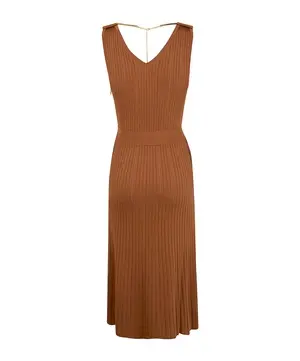 Elisabetta Franchi Embellished Openwork Knitted Midi Dress