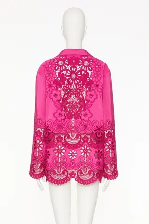 Valentino Garavani Long Sleeve Lapel Neck Embellished Top