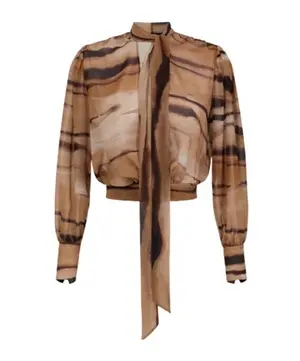 Elisabetta Franchi Printed Chiffon Blouse With Tie Detail