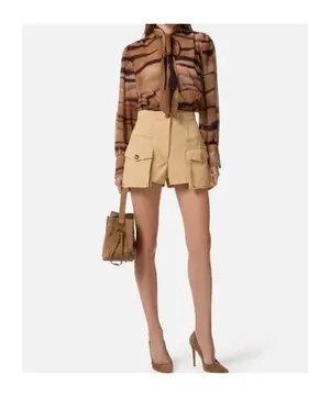 Elisabetta Franchi Printed Chiffon Blouse With Tie Detail