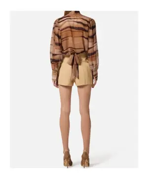 Elisabetta Franchi Printed Chiffon Blouse With Tie Detail