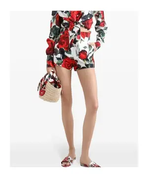 Dolce & Gabbana Rose Print High-waisted Shorts