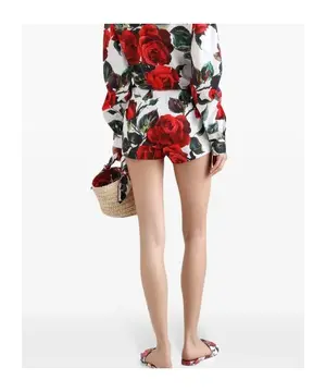 Dolce & Gabbana Rose Print High-waisted Shorts